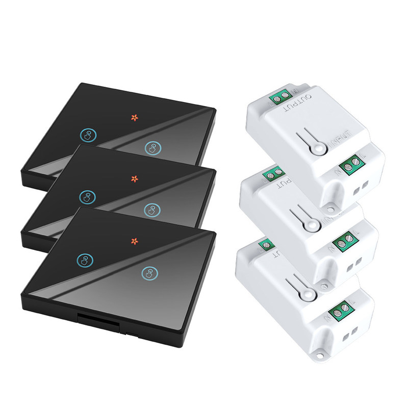 RF433 Interruptor de control remoto inalámbrico Panel de cristal de ...